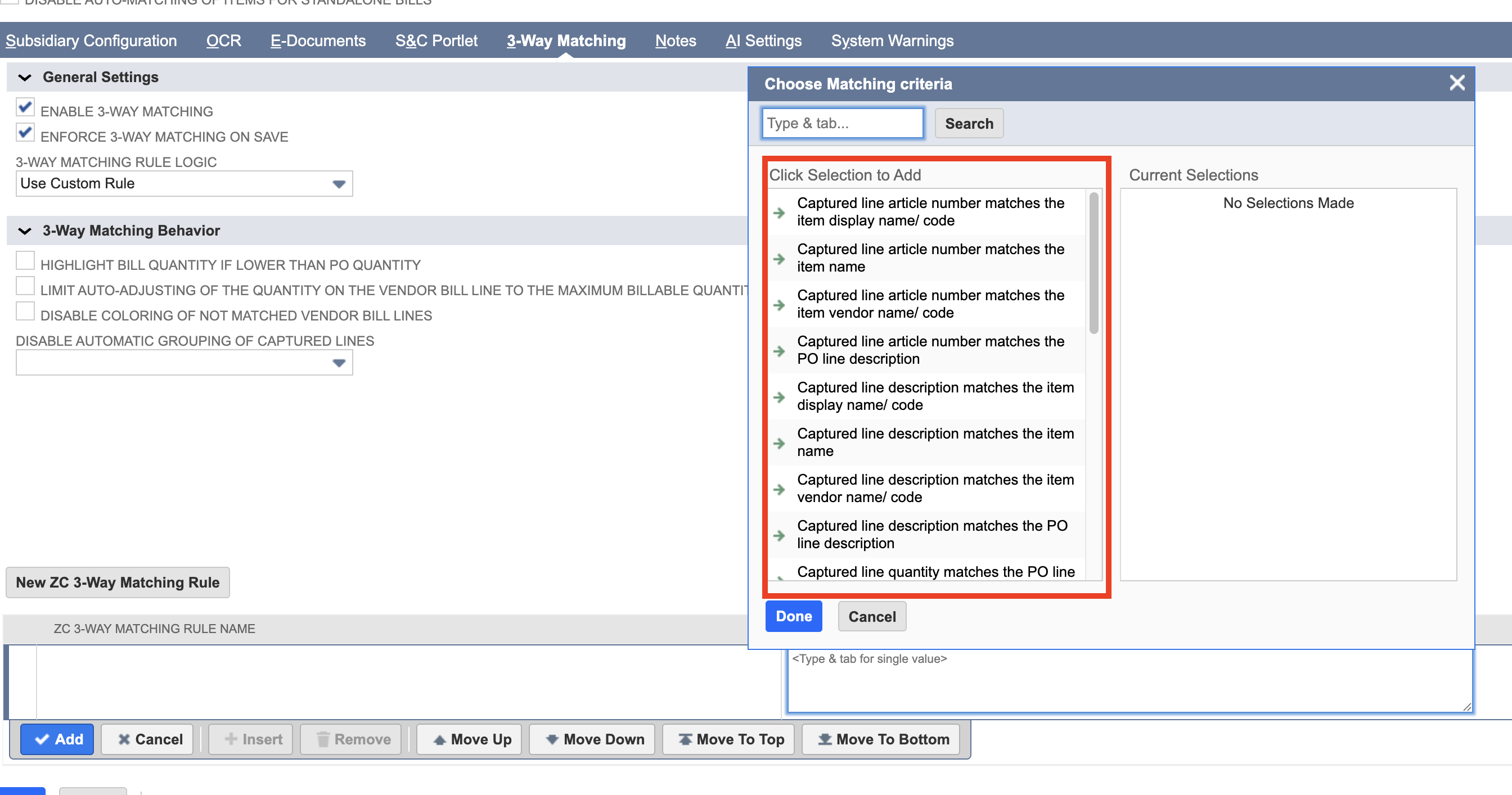Customize 3-way matching logic – ZoneCapture Knowledge Base