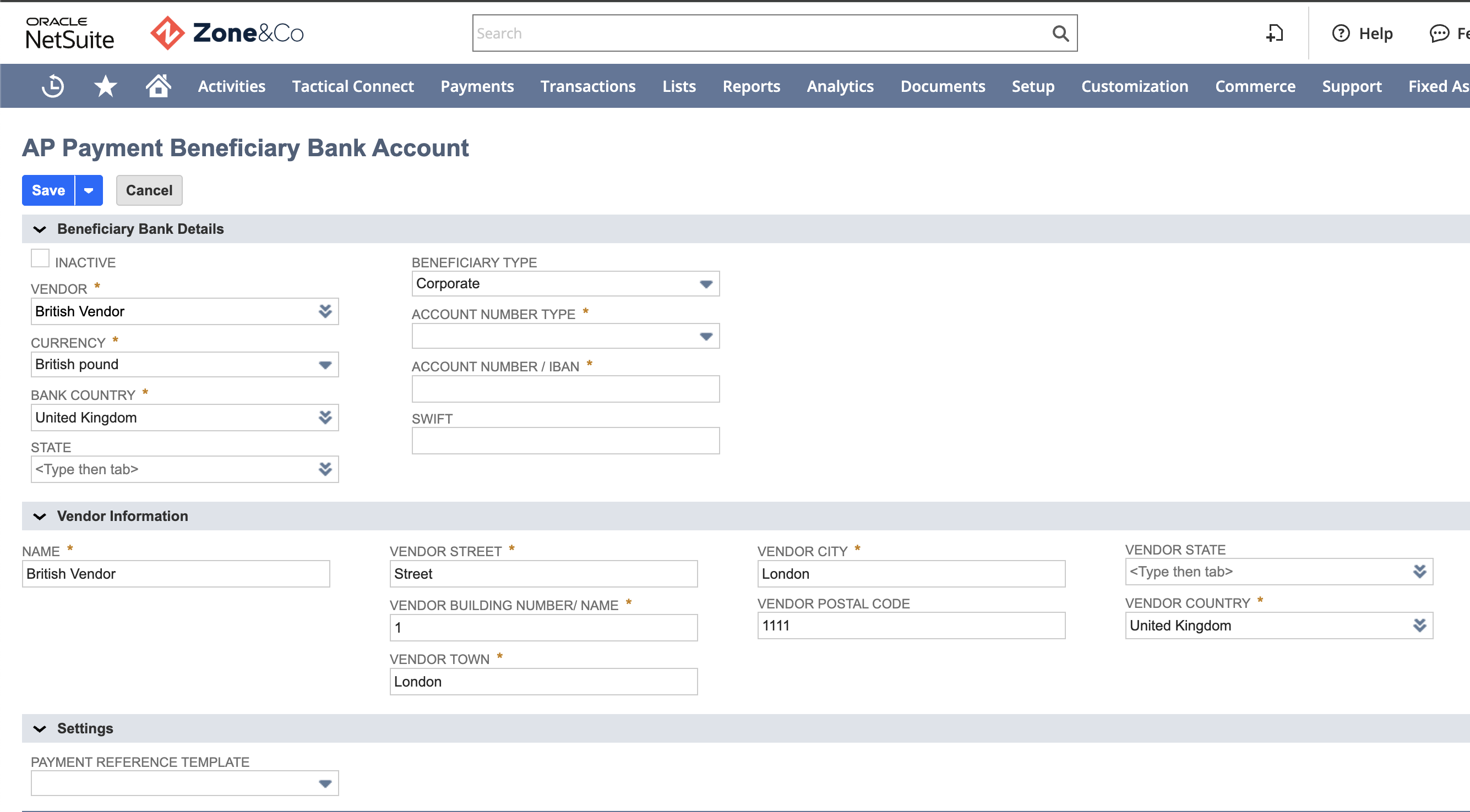 Set up Beneficiary Bank Accounts – ZoneCapture Knowledge Base