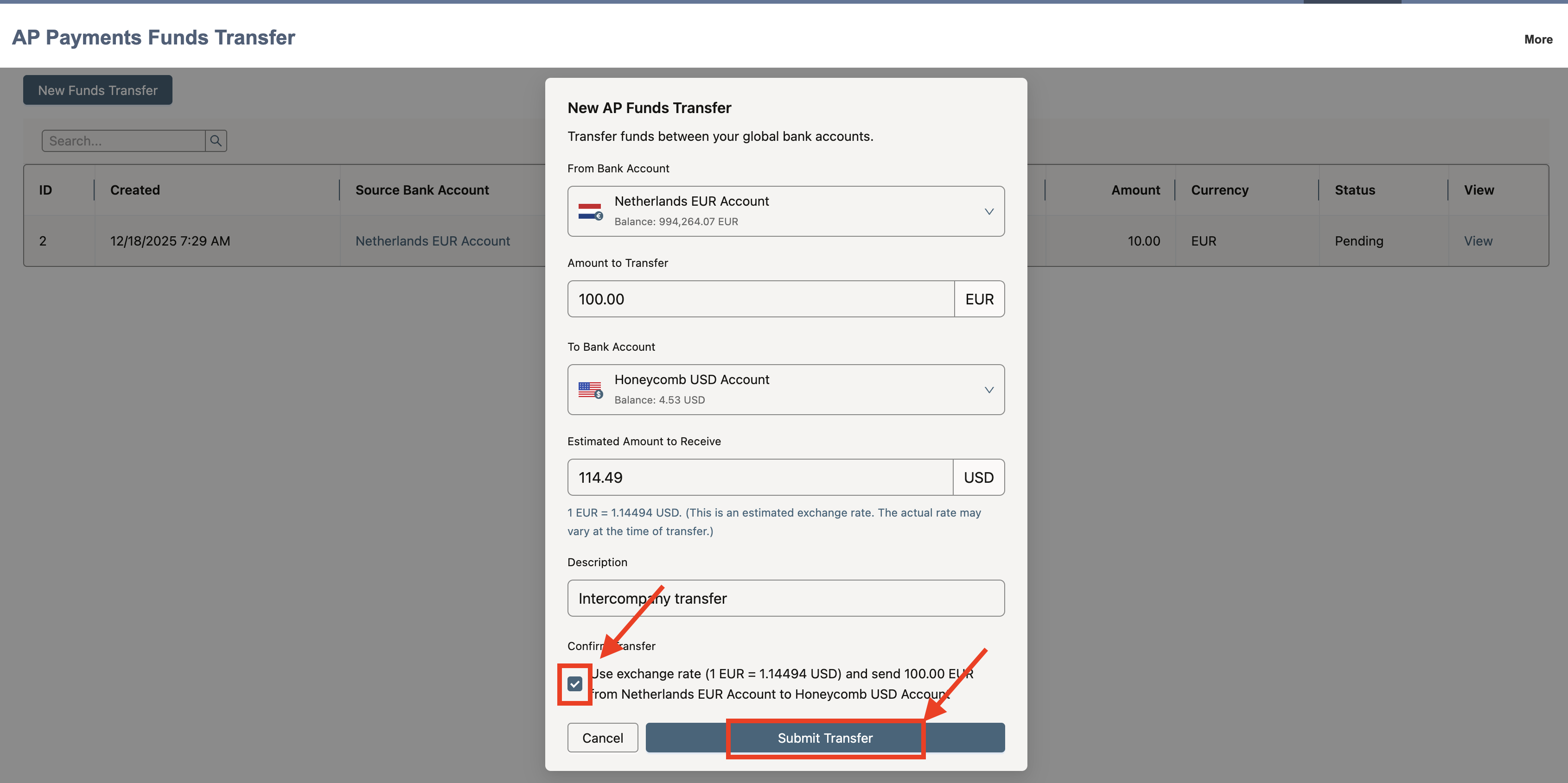 Internal Funds Transfer – ZoneCapture Knowledge Base